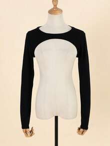 Damen Langarm Crop Top mit Ausschnitt, Workout Bolero Schal, Ballet ...