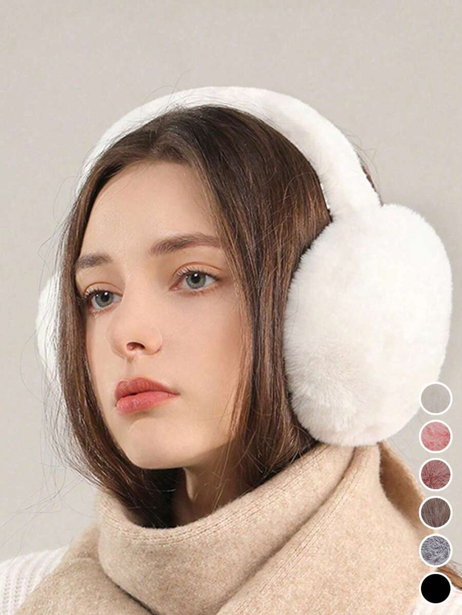 Cute Earmuffs For Women, Korean Style Plush Earmuffs, Adjustable Warm Ear Covers For Winter ...