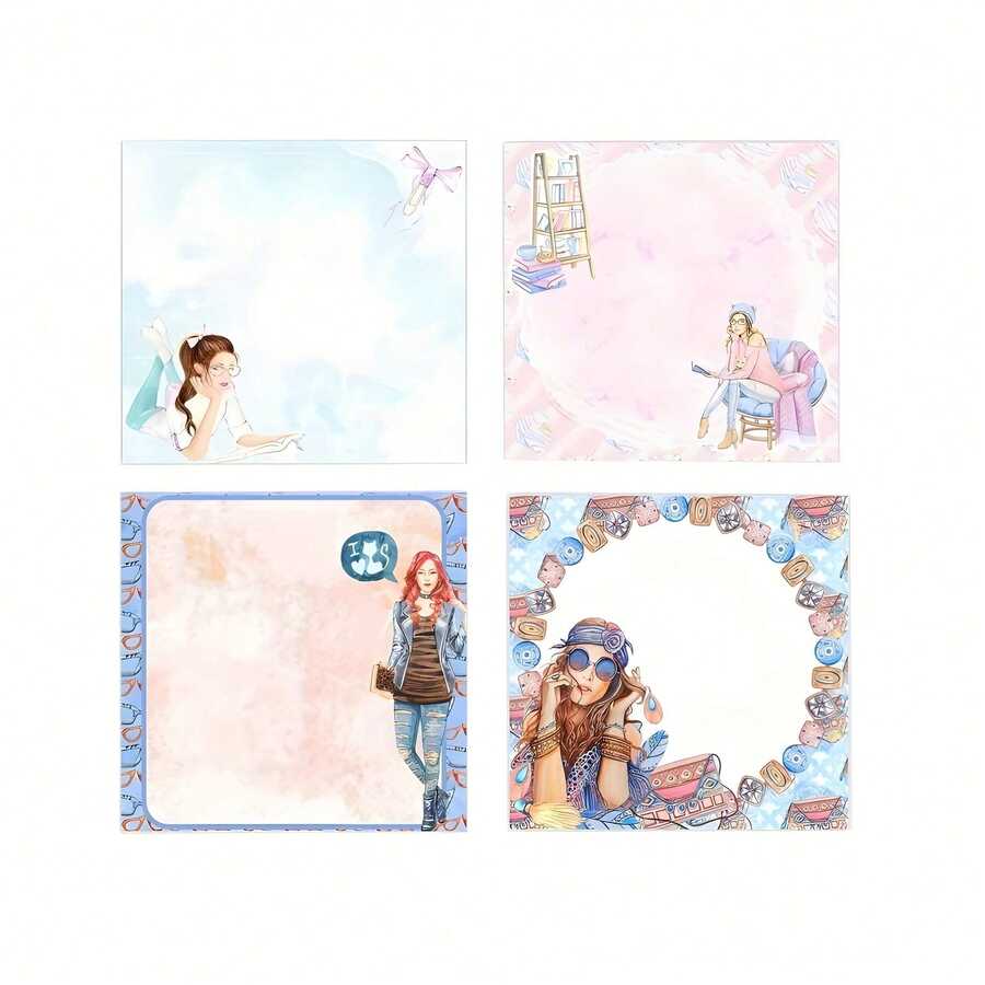 4pc Study Time Girl Notebook - Boho Chic Notepad - Stylish Memos, Love ...