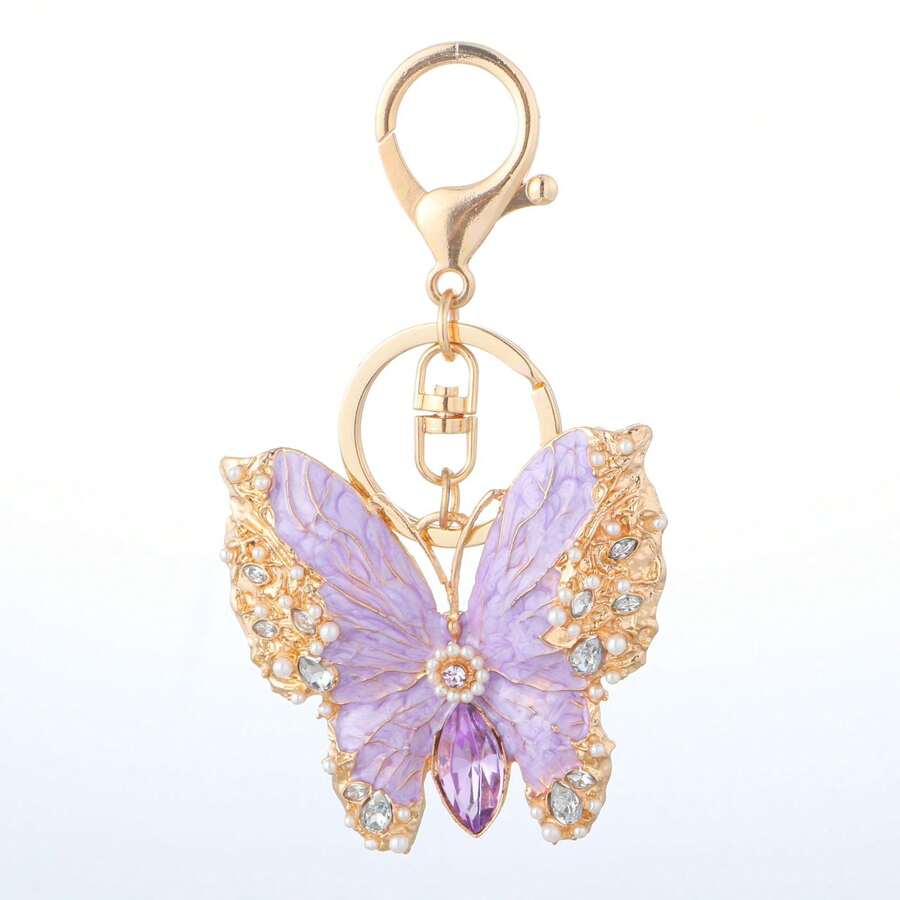 New Arrival Enamel Crystal Butterfly Key Chain, Fashionable Keyring ...
