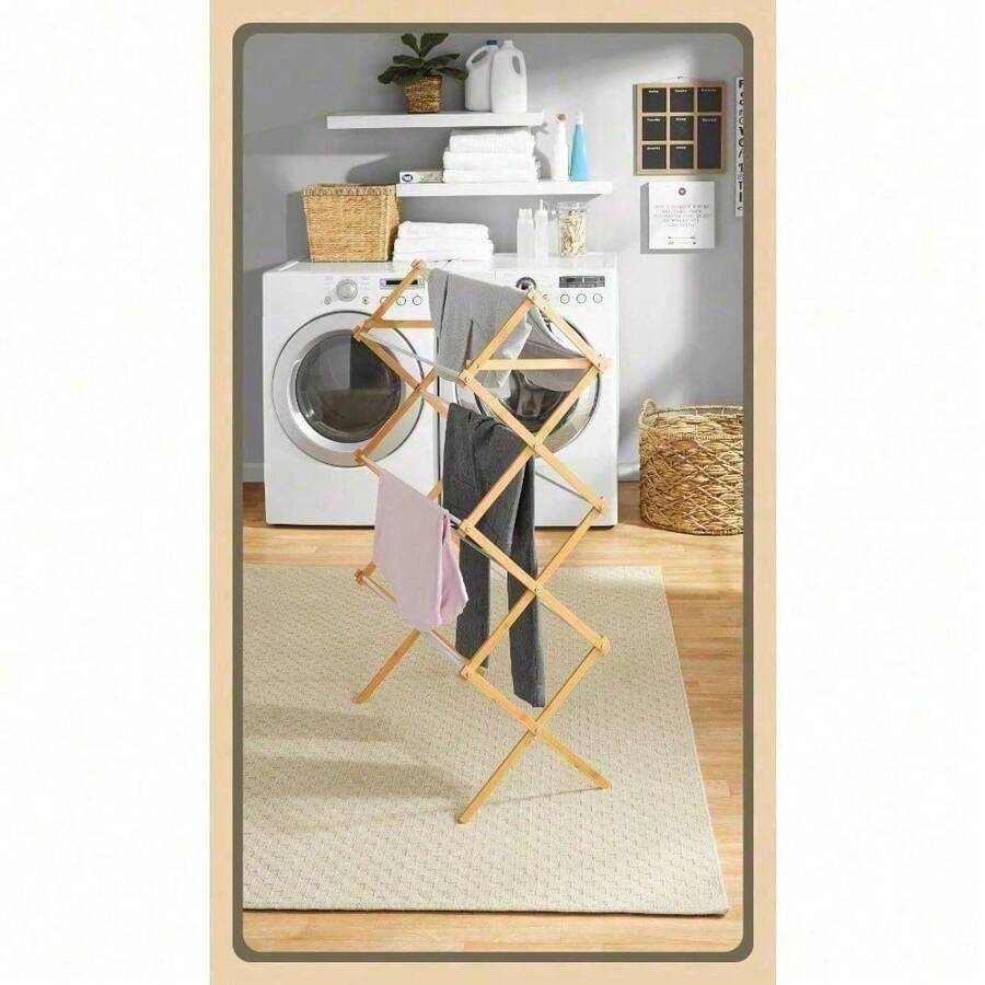 Space Saving Foldable Bamboo Laundry Drying Rack | SHEIN USA