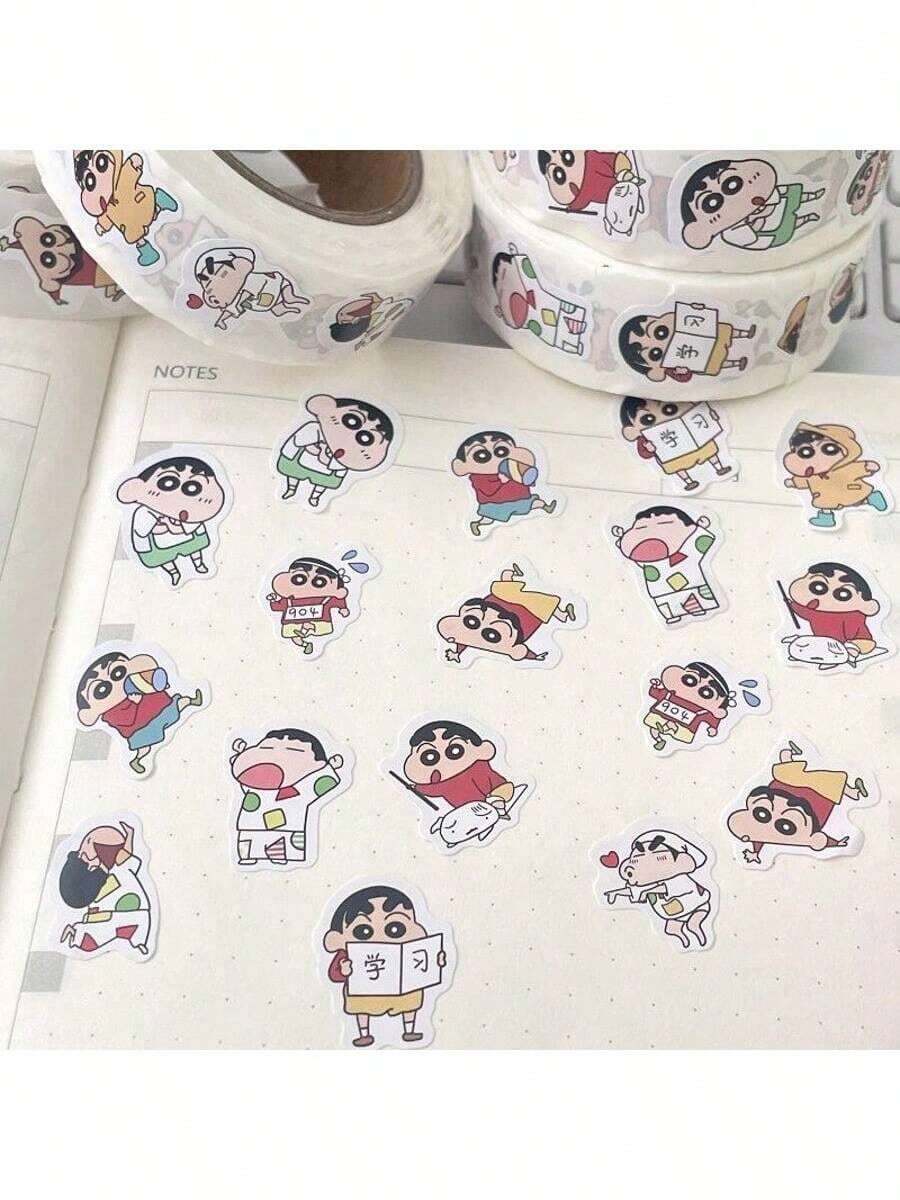 bandai 500pcs Crayon Shin Chan Cartoon Sticker Roll Anime DIY Mobile ...