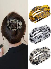 1pc Retro Elegant Leopard Print Acetate Oval Claw Clips Hair Clips For ...