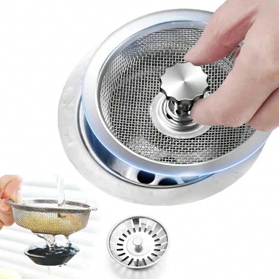 Kitchen Sink Stainless Steel Filter Sewer Mesh Strainers Bathroom Sink ...