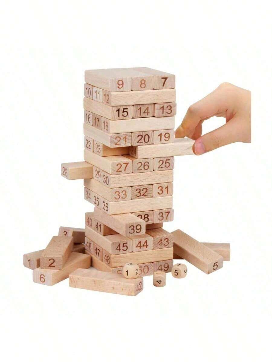 51-Piece Beech Jenga Building Set 1+ Years | SHEIN South Africa