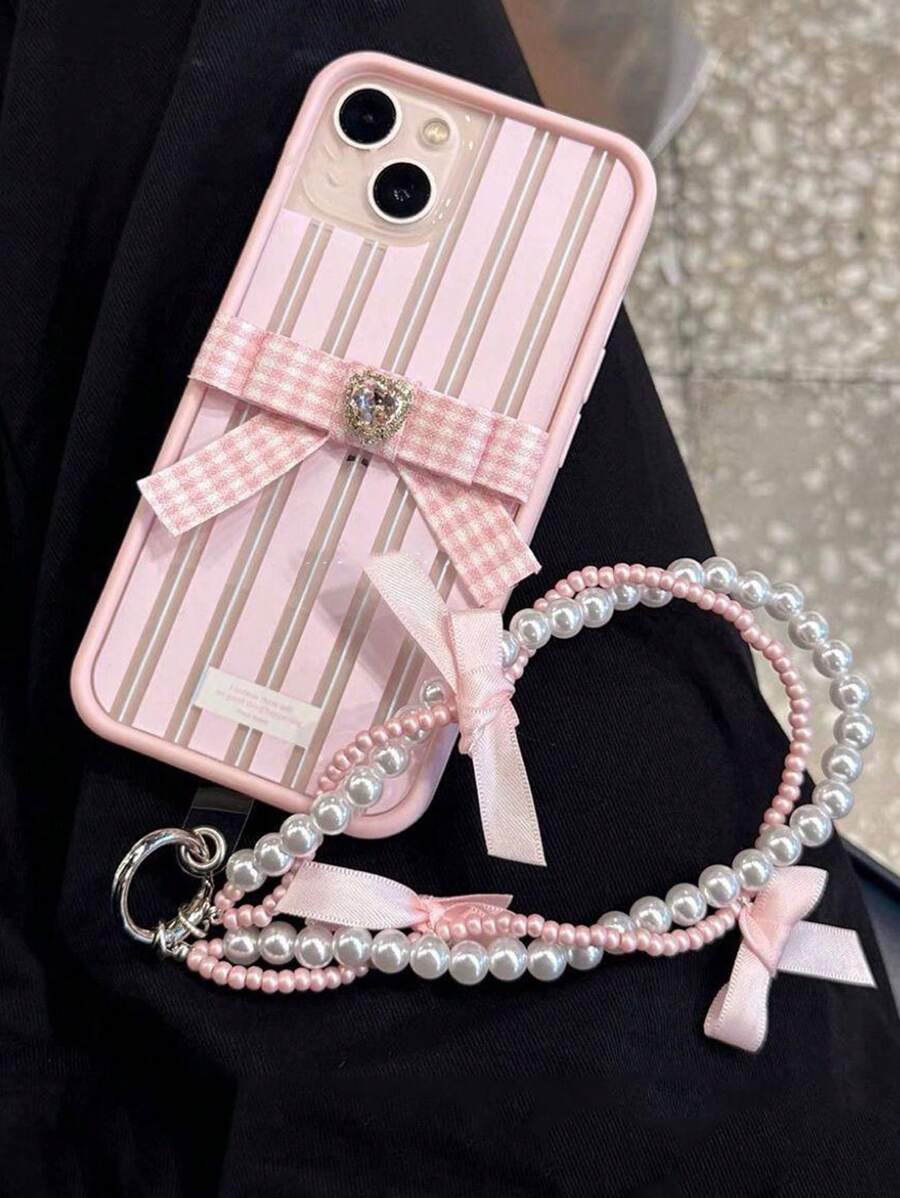 1pc Sweet Pearl & Bow Decor Chain Phone/Key Chain | SHEIN USA