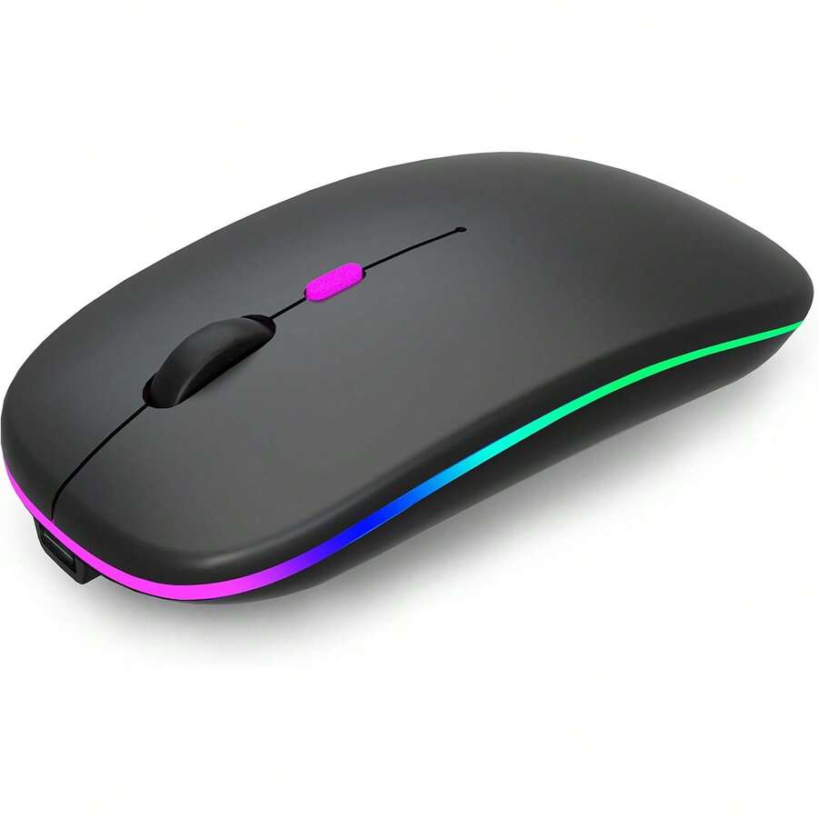 Wireless Bluetooth Mouse Rechargeable Laptop Mice With LED Use Portable ...