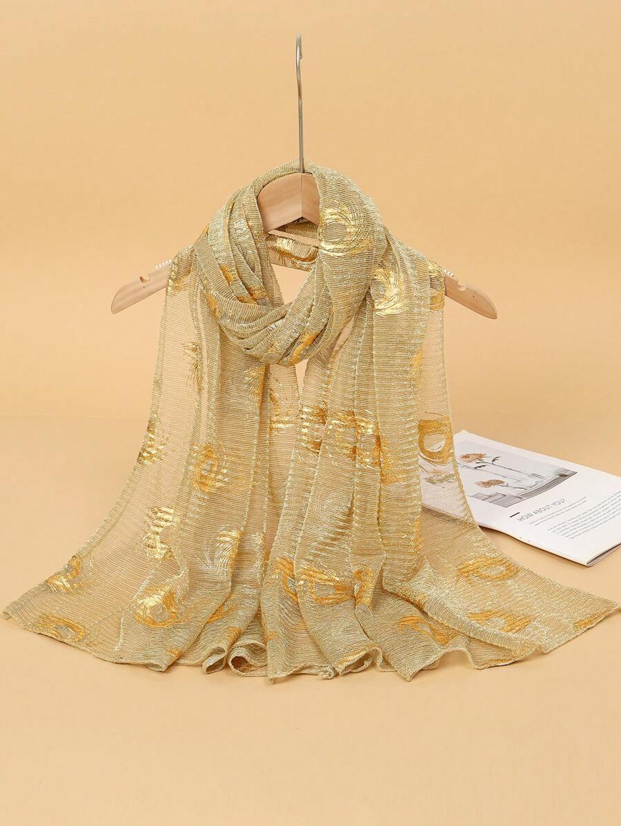 1pc New Spring And Summer Women's Gilded Bright Silk Scarf Shawl Scarf ...