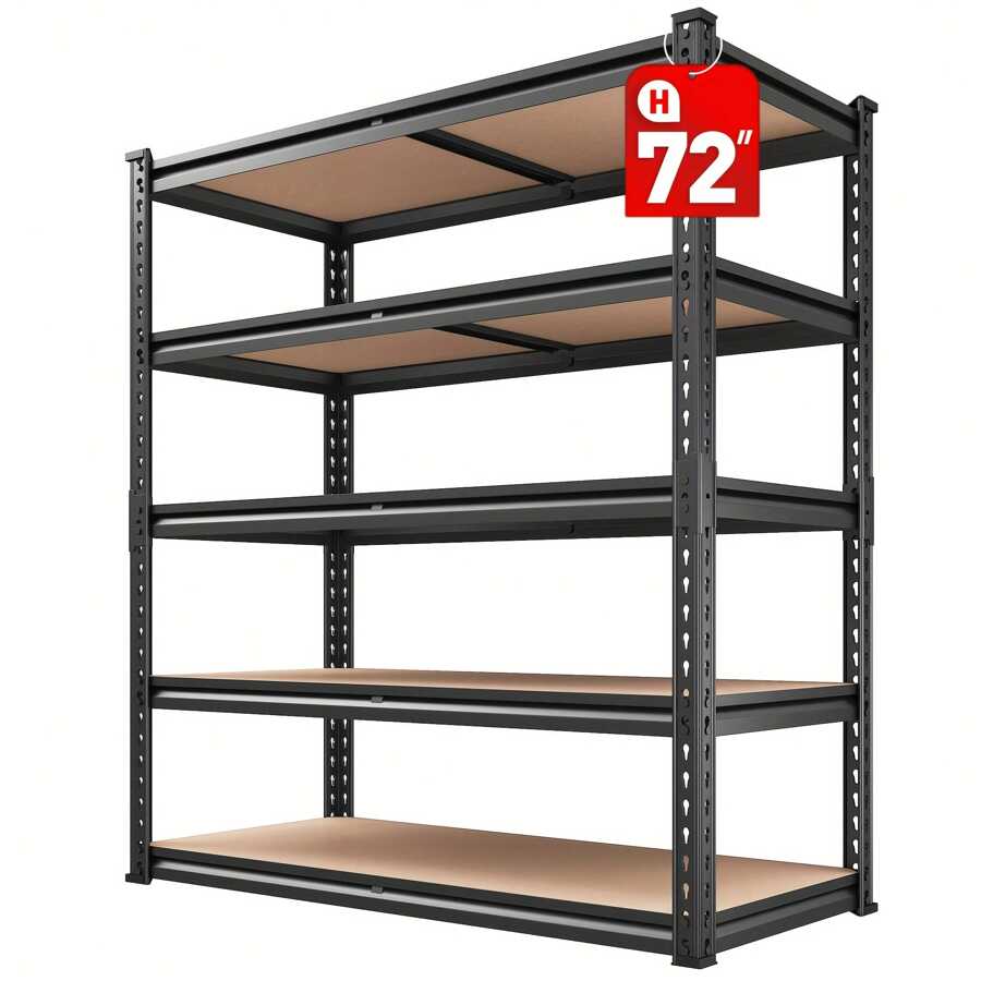 72''H Storage Shelves Heavy Duty Shelving 2000LBS Garage Shelving 5 ...