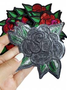 10 Pieces Iron On Rose Red Flower Patch Shining Sequins Clothing Repair ...