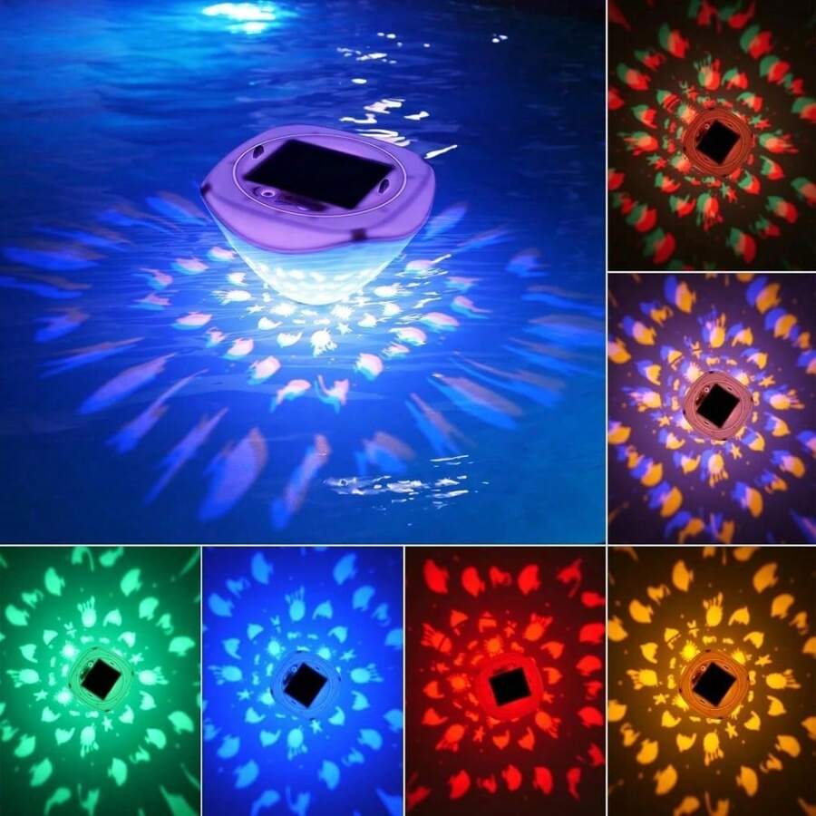 Solar Rechargeable Pool Light Floating Fish Projection Light Color ...