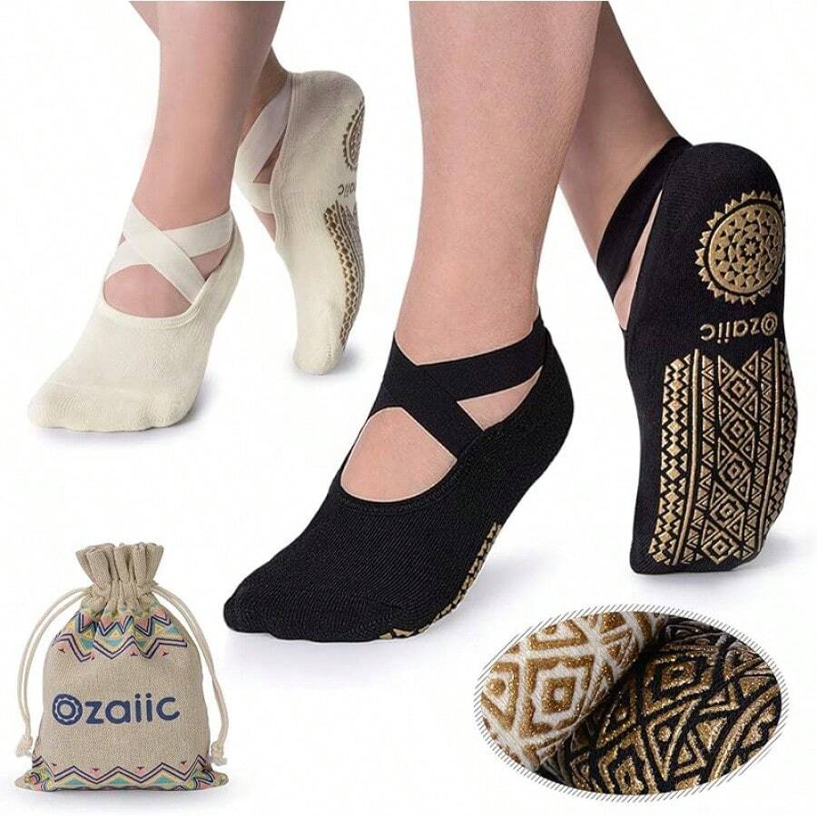 Pilates Socks Women Non Slip Grip, Yoga Socks With Grippers Barre ...