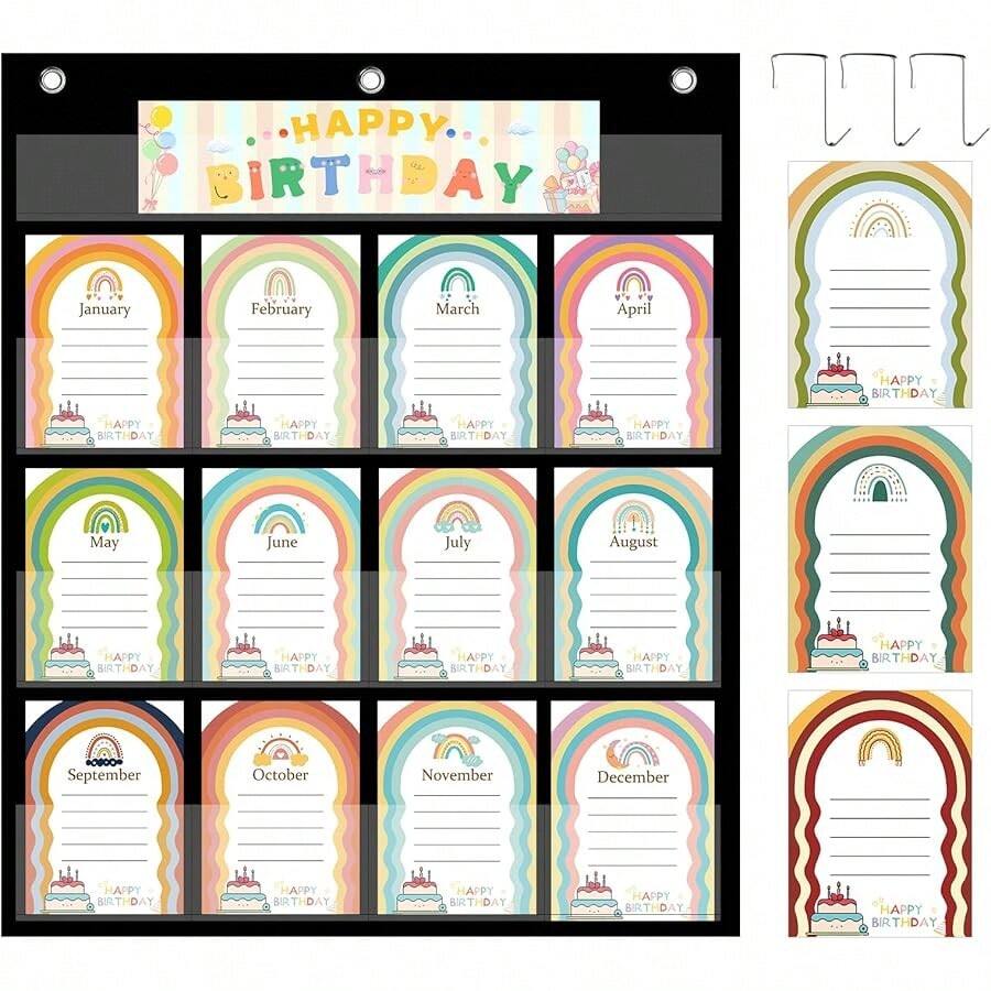 Birthday Chart For Classroom, Happy Birthday Pocket Chart Encourage ...