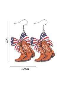 Memorial Day USA Flag Western Cowboy Boot Shaped Wooden Double Sided ...