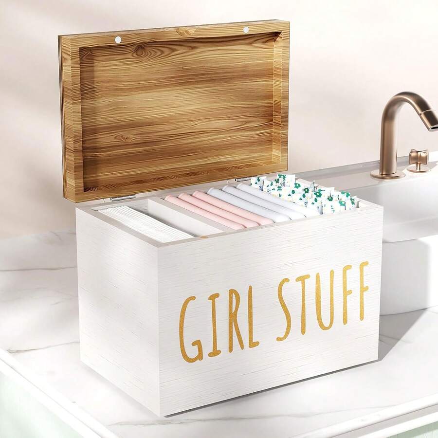 Tampon Holder For Bathroom With Hinged Lid, Feminine Product Organizer ...