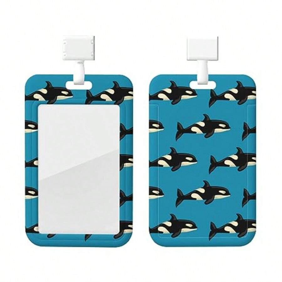 QYOcean Animals Orca Whale On Blue Pattern Id Badge Holder With Lanyard ...