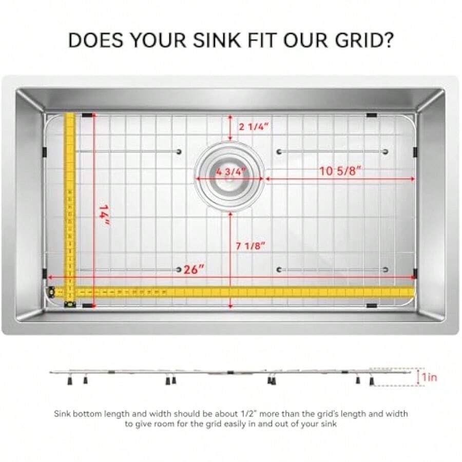 Stainless Steel Sink Grid And Protectors For Bottom Of Kitchen Sink,26 ...