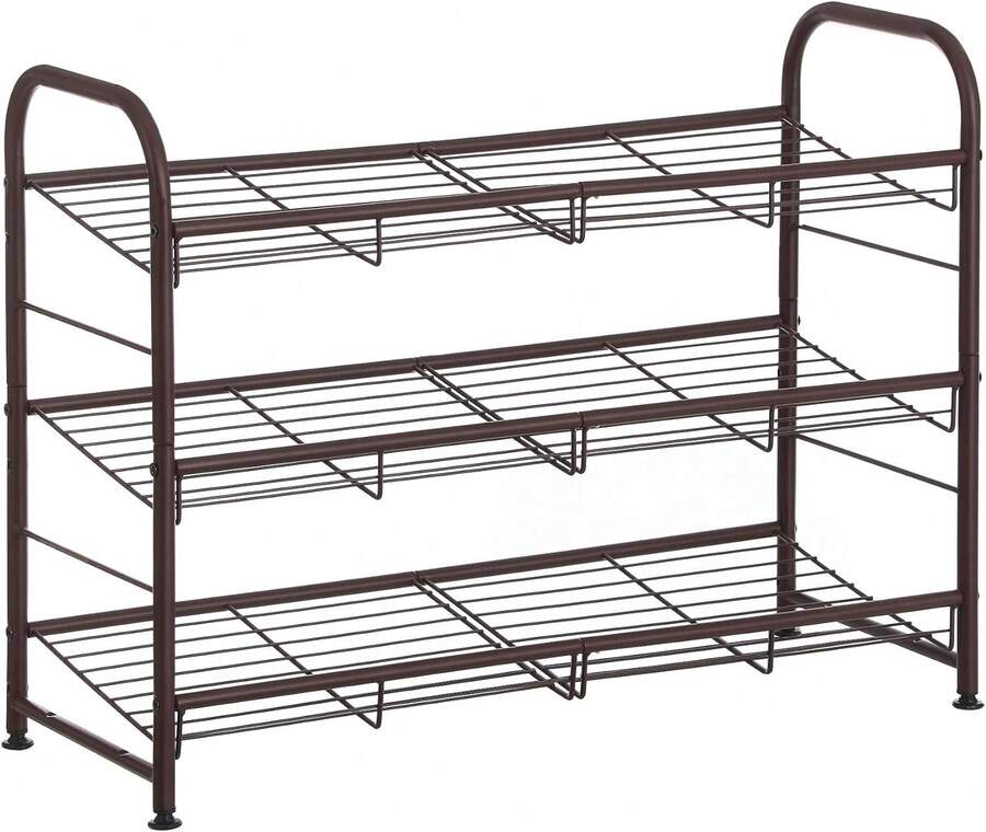 Stackable Shoe Rack, 4 Tier Metal Shoes Rack Storage Shelf, Holds Up To ...