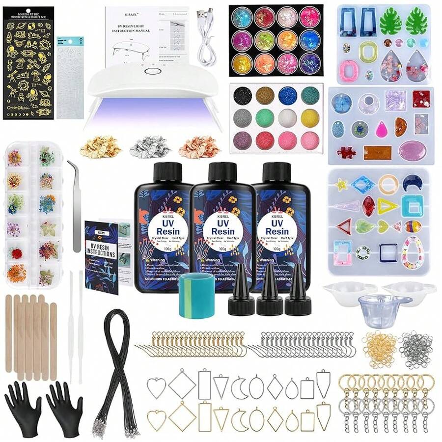 Resin Jewelry Making Kit, 300g Resin With Light And Molds, Jewelry ...