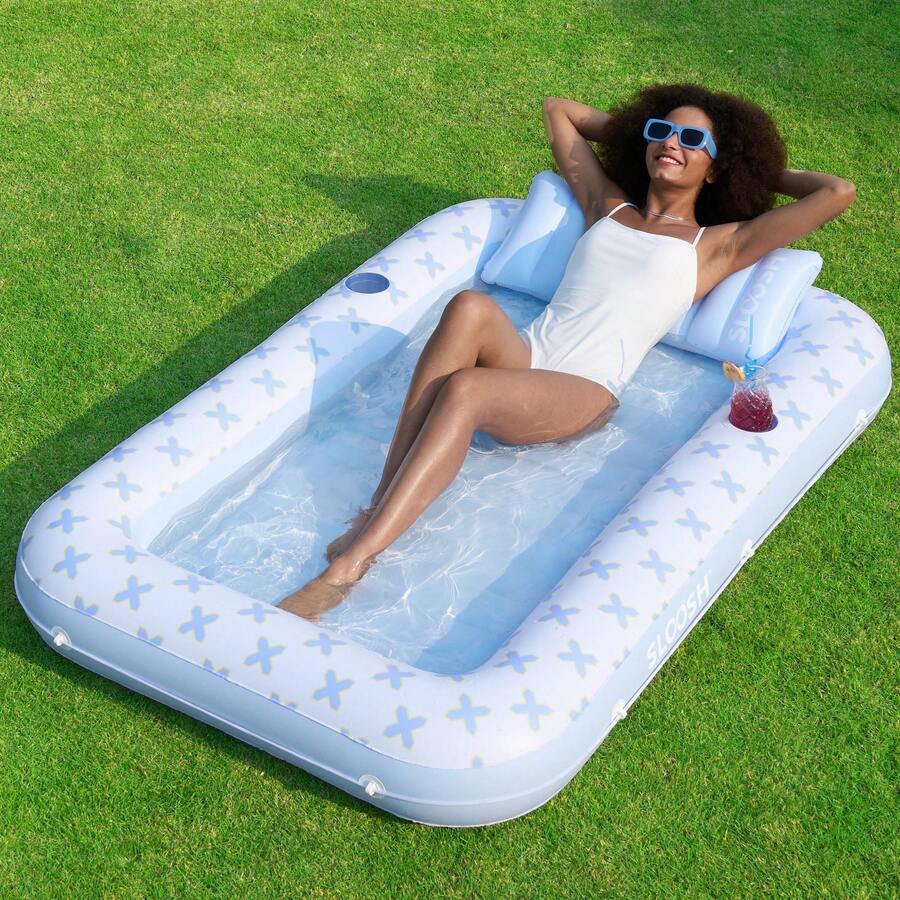 Inflatable Tanning Pool Lounger Float, 70" X 46" Large Suntan Sun Tan ...
