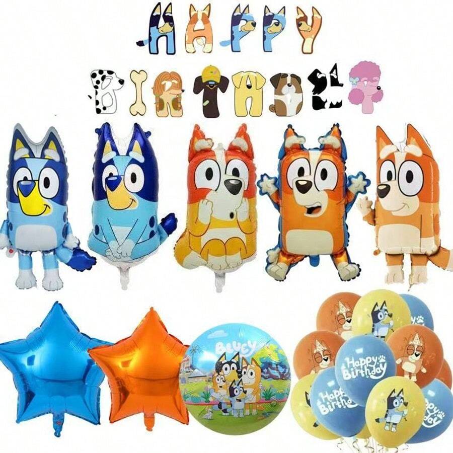 Bluey Conjunto de banderines, globos y decoración para fiesta de ...