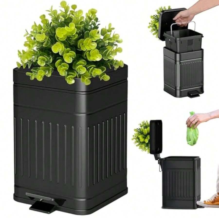 Outdoor Dog Poop Trash Can Outside, Small Plant-Styled Bathroom Trash ...