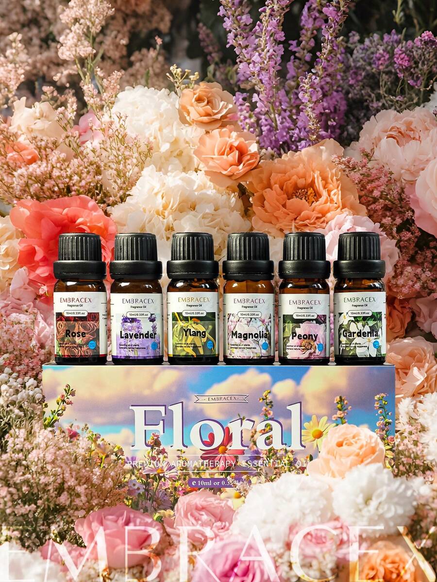 EMBRACEX. 6PCS/1Set 10ML Floral Perfume Set Essential Oil Aromatherapy ...