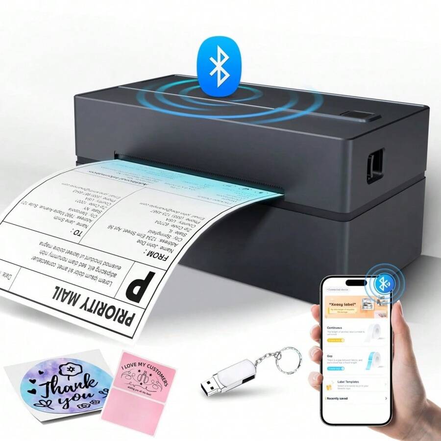 Shipping Label Printer 4x6 Bluetooth Thermal Label Printer For Small ...