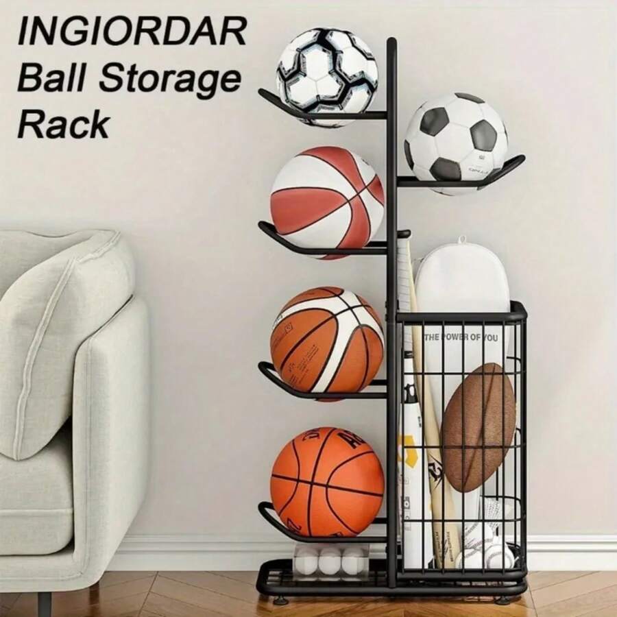 Indoor Basketball Storage Rack Put Ball Football Storage Basket Placed ...