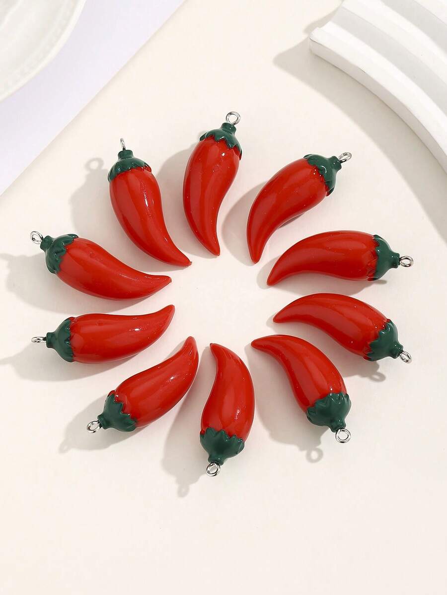 Resin 3D Realistic Chili Pepper Pendant DIY Fruit & Vegetable Keychain ...