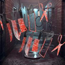 12-Pcs Halloween Bloody Garland Banner Props Fake Knives With Fake ...
