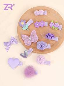 12pcs Purple Hair Clips Set Small Clips Bangs Side Hairpins Small ...