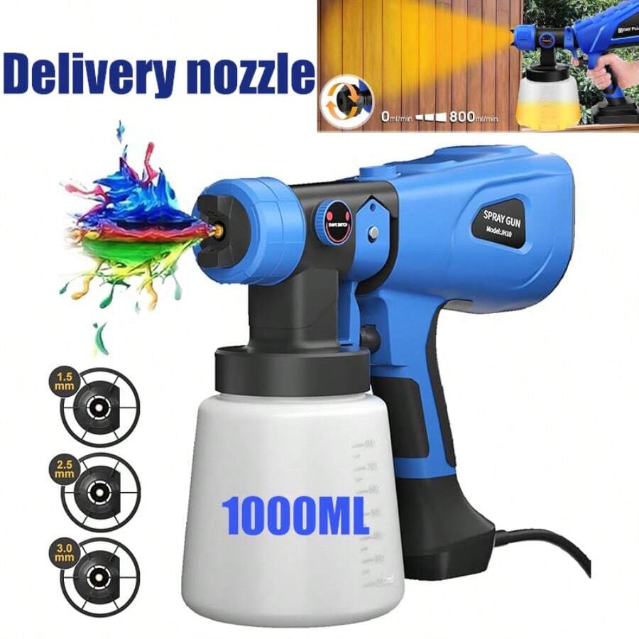 Royalswill 1000ml Cordless Spray Gun, Electric HVLP High-Power Spray ...