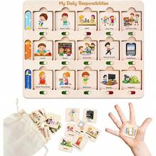 Wooden Visual Schedule For Kids Chore Chart, Morning Bedtime Daily ...