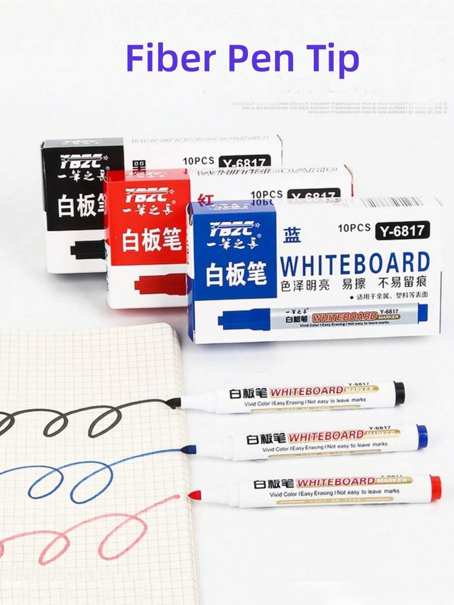 10 Pieces Of Erasable Large-Capacity Whiteboard Pens, Water-Based ...