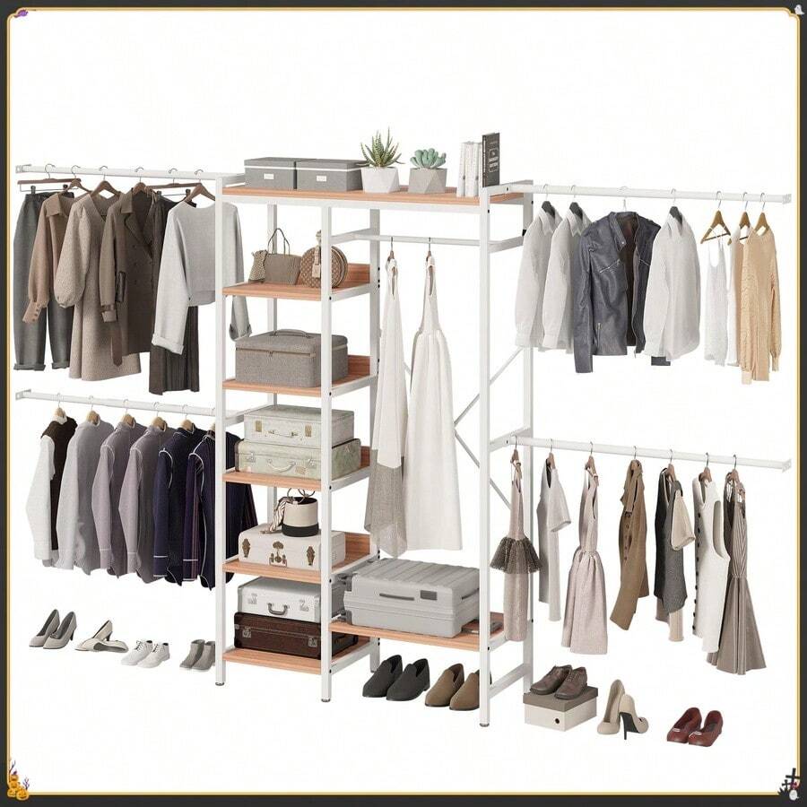 7-Tier Heavy Duty Garment Rack,Walk In Clothes Rack,Closet Organizer ...