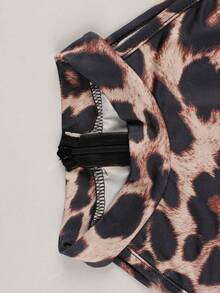 Summer Outfits Sexy Slim Fit Tracksuit Leopard Print Sleeveless Stand ...