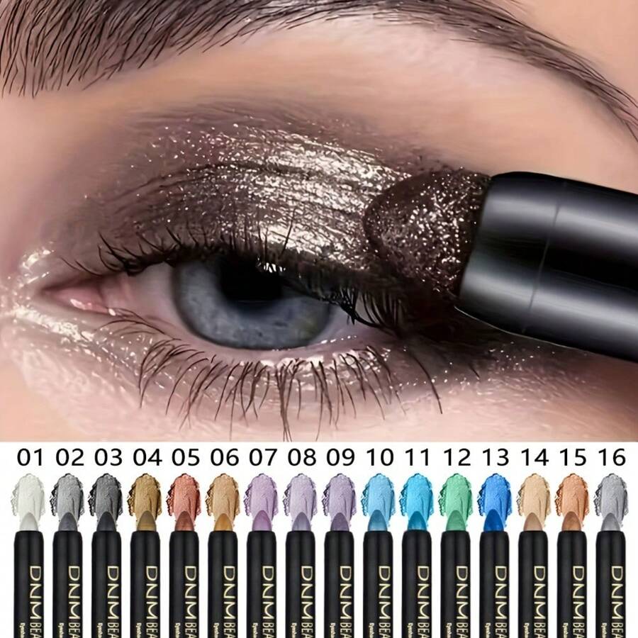 16 Single-Ended Matte Pearl Multi-Color Eyeshadow Sticks, Eyeliners And ...