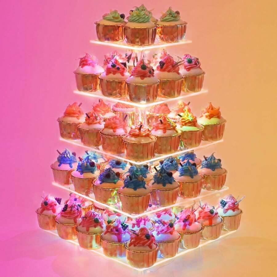 Cupcake Stand – 5 Tier Premium Cupcake Holder – Acrylic Cupcake Tower ...