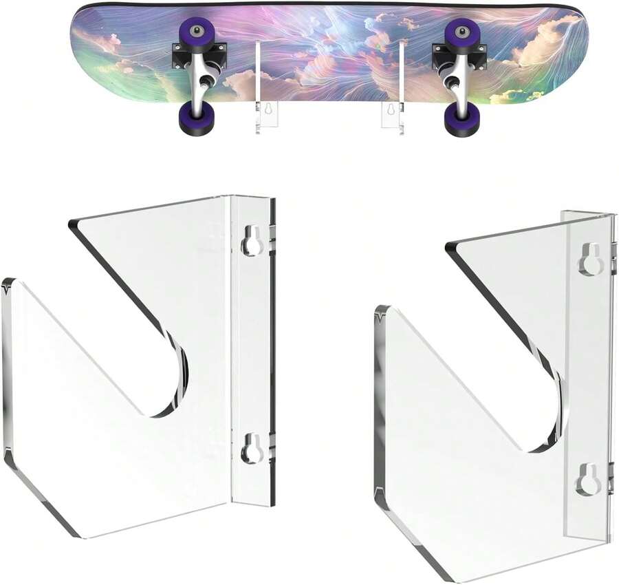 Skateboard Wall Mount Display Racks, Clear Horizontal Skateboard Hanger ...