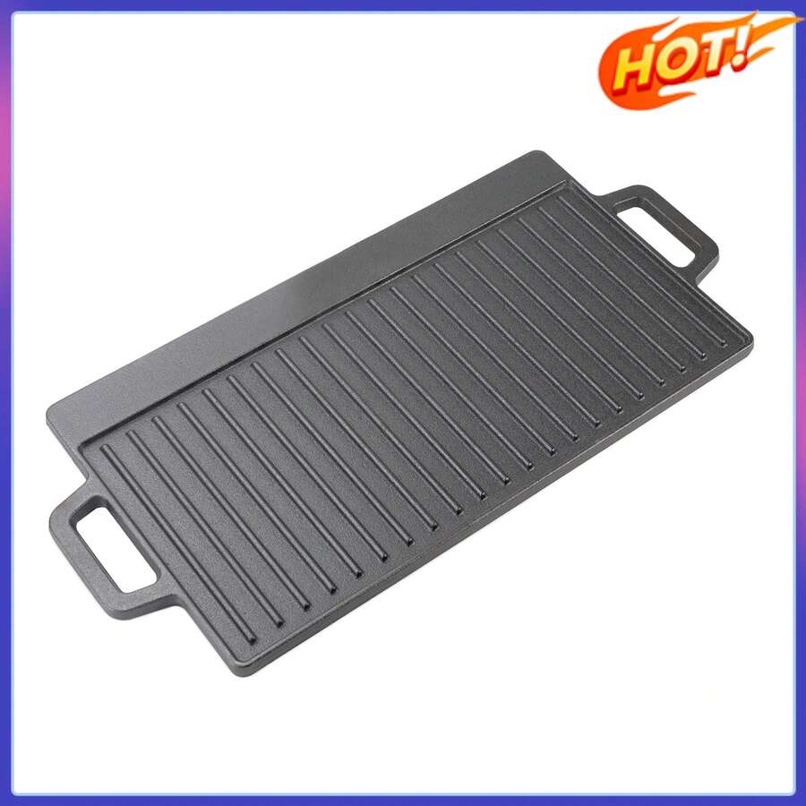Deluxe Cast Aluminum Reversible Grill Griddle Plate, Black,Hand Wash ...