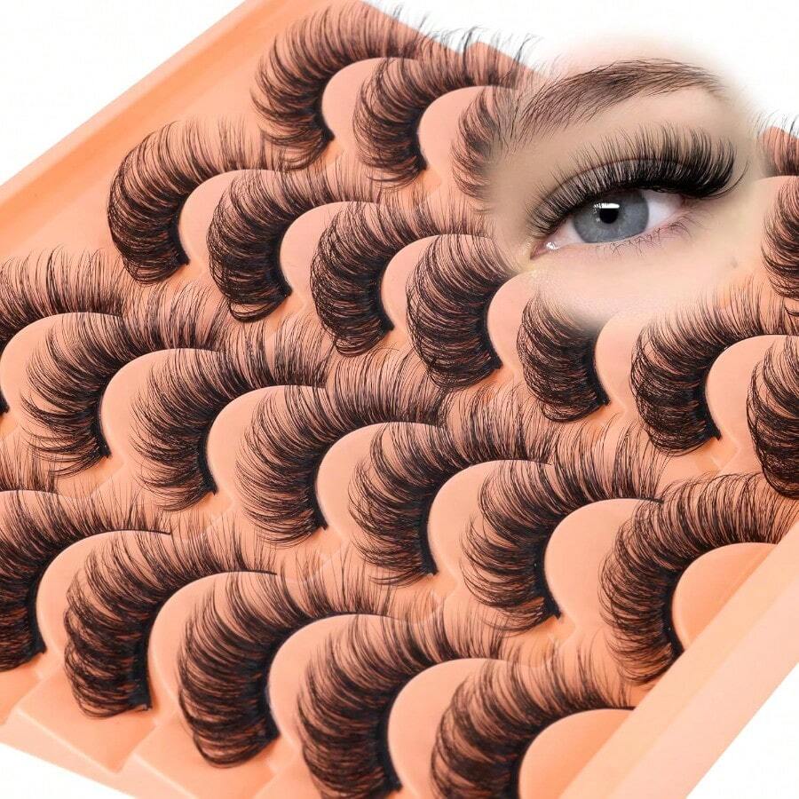 Mink Lashes Wispy False Eyelashes Natural Look 14 Pairs Wispy Cat Eye ...
