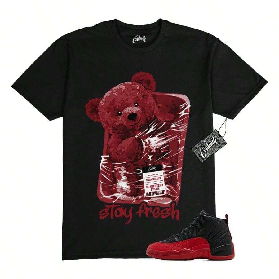 12 Flu Game 2025 Black Varsity Red T Shirt Match STAY | SHEIN USA