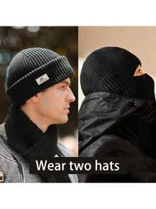 1pc Men's Balaclava Knit Hat, Casual Cycling Windproof Ski Full Face ...