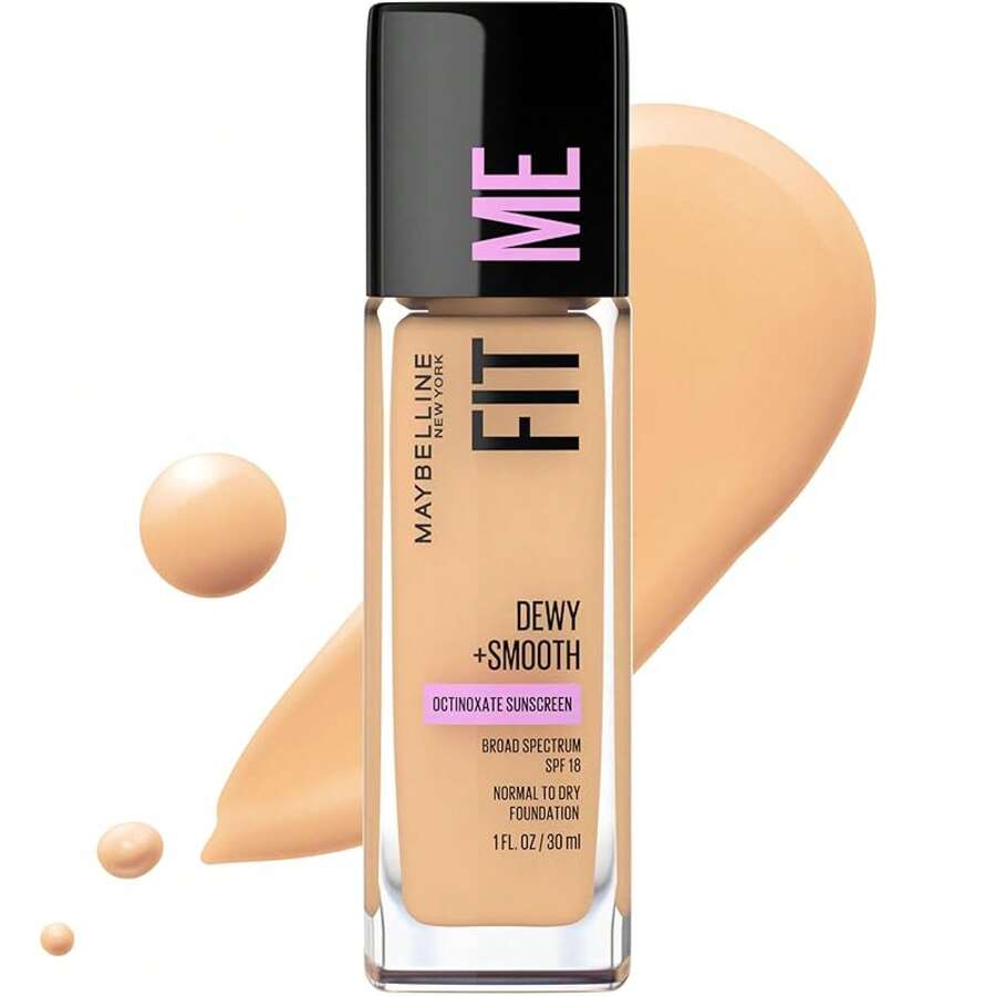 Maybelline Fit Me Dewy + Smooth Liquid Foundation Makeup, Buff Beige, 1 ...