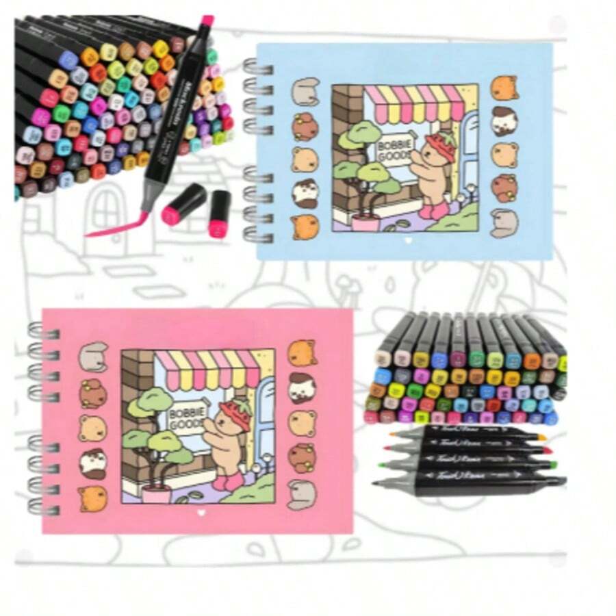 Original Coloring Book + Kit 24 Pens Drawing Imagination Educational ...