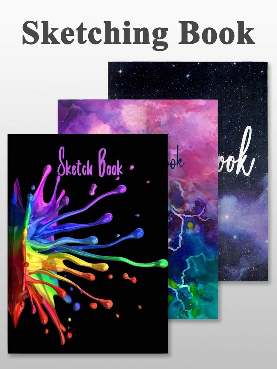 Sketch Book Set Of 3 – 8.5 X 11 Inches Drawing Pads With Splash Paint ...