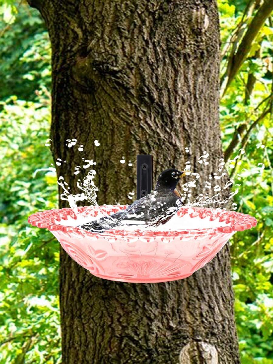 Hanging Bird Bath Bowl Transparent Bird Feeder Plate Garden Bird Bath ...