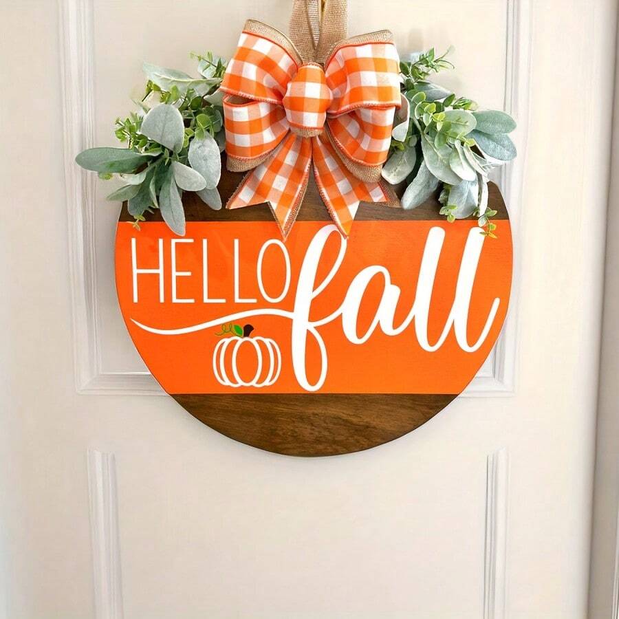 Fall Thanksgiving Front Door Decor Wreath Hello Fall Door Sign Fall ...