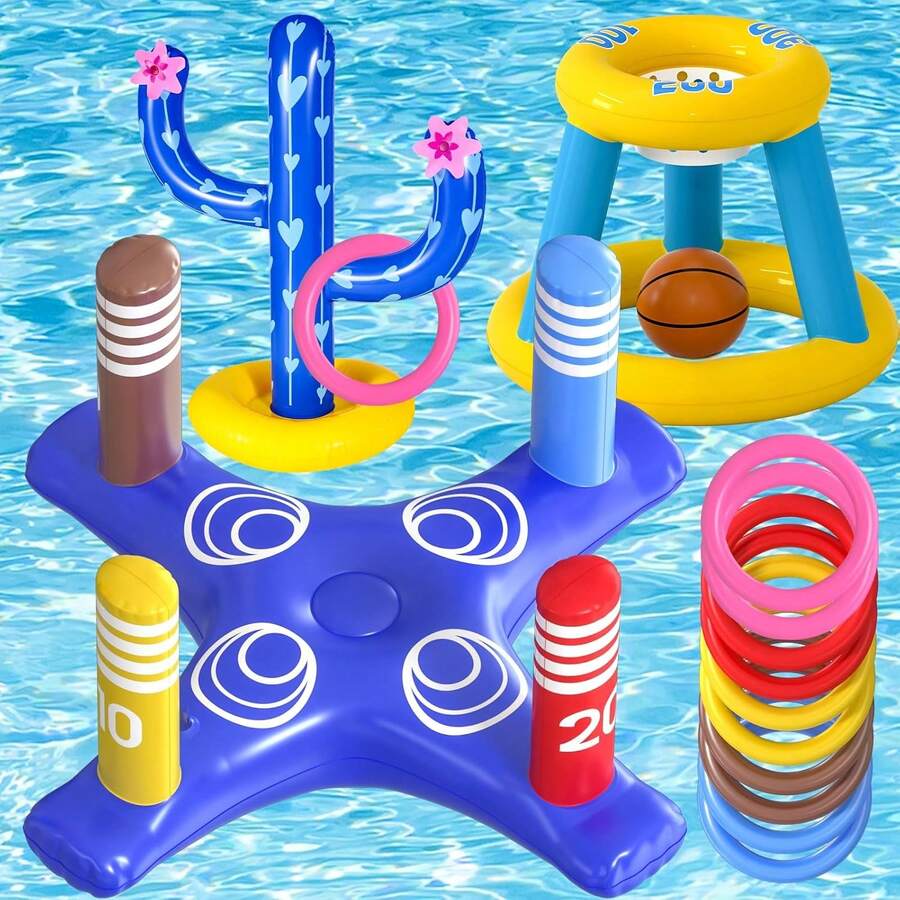 G5R33Y Pool Basketball Hoop, Inflatable Cross Ring Toss, Floating ...
